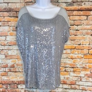 Metaphor | Tops | Metaphor Gray Free Flowing Sequined Shirt Size M ...